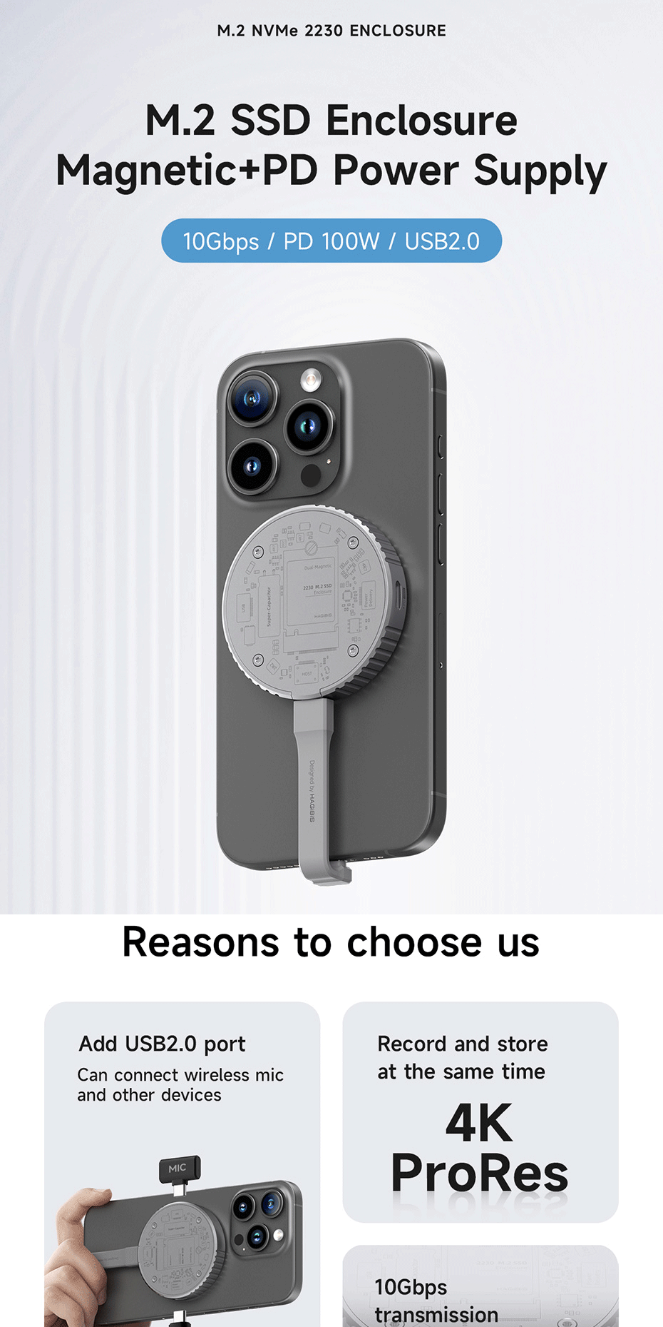 Gabinete SSD Hagibis Magnetic M . 2 2230 NVMe Com Magsafe Para iPhone ...