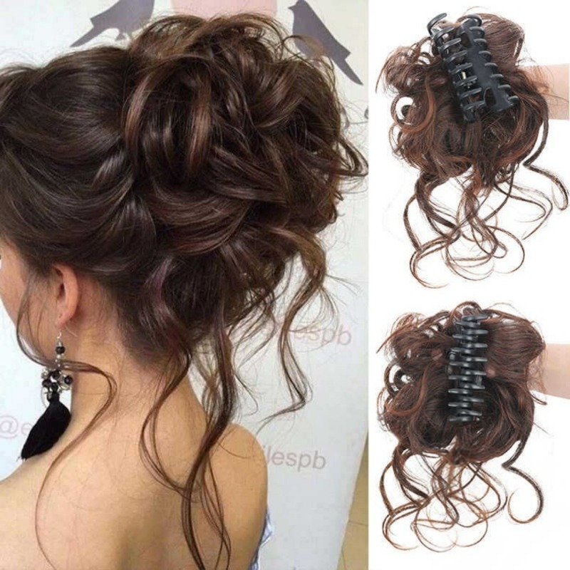 Moda Mulher Peruca Grampo De Cabelo Bun Clipe Feminino Extensões | Shopee Brasil