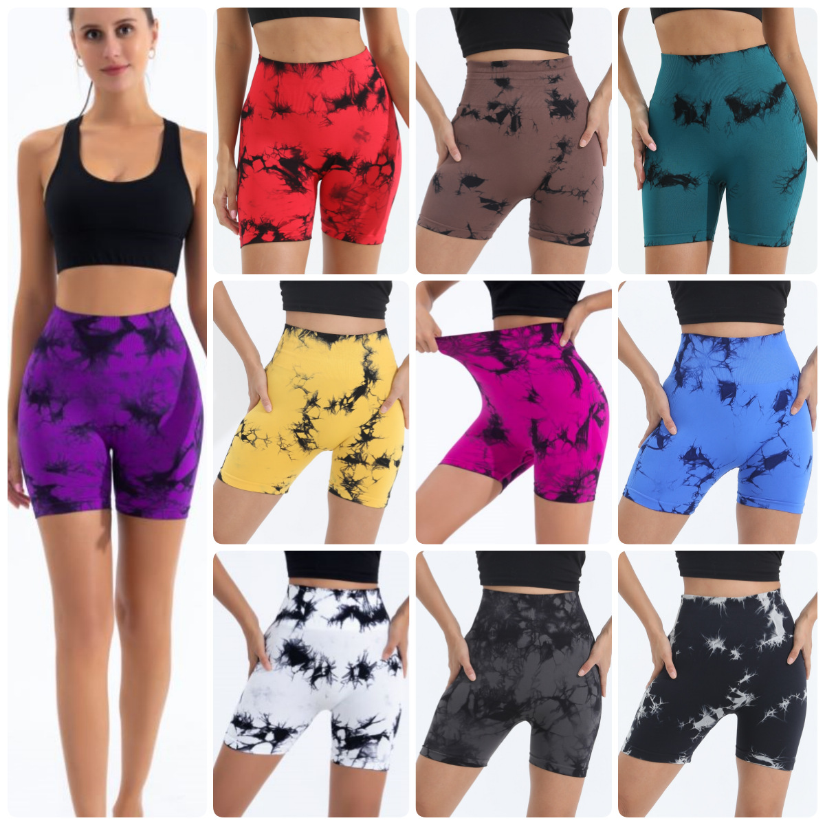 Calças De Ioga Tie Dye Sem Costura Leggings Esportivos Super Elásticos