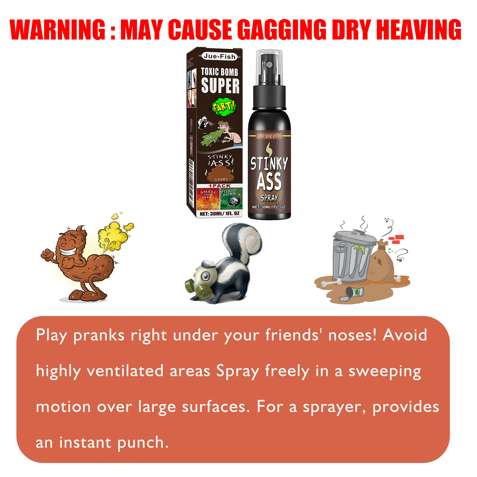 Jue-Peixe Venda Quente Sabor Cocô Fart Spray Pulverização Spoofing Odor ...