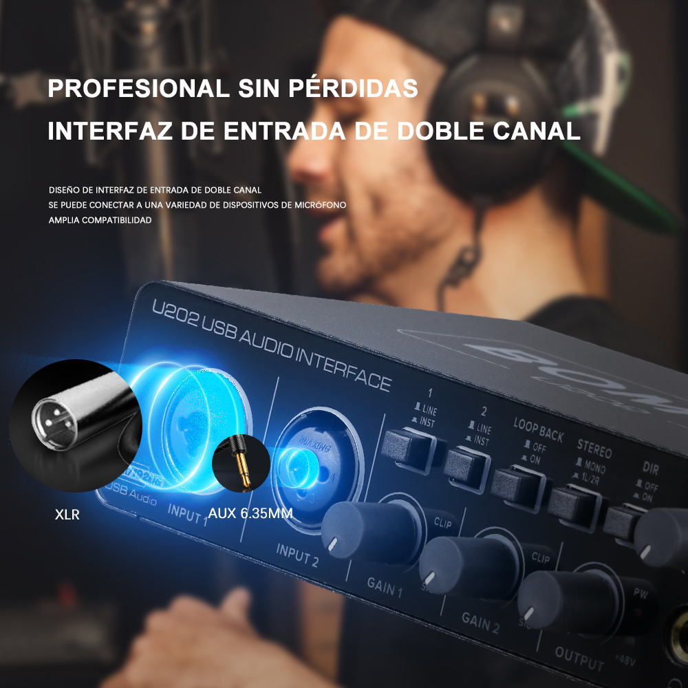 Interface De Áudio USB BOMGE U204 Para Gravação De Música Em PC , De ...