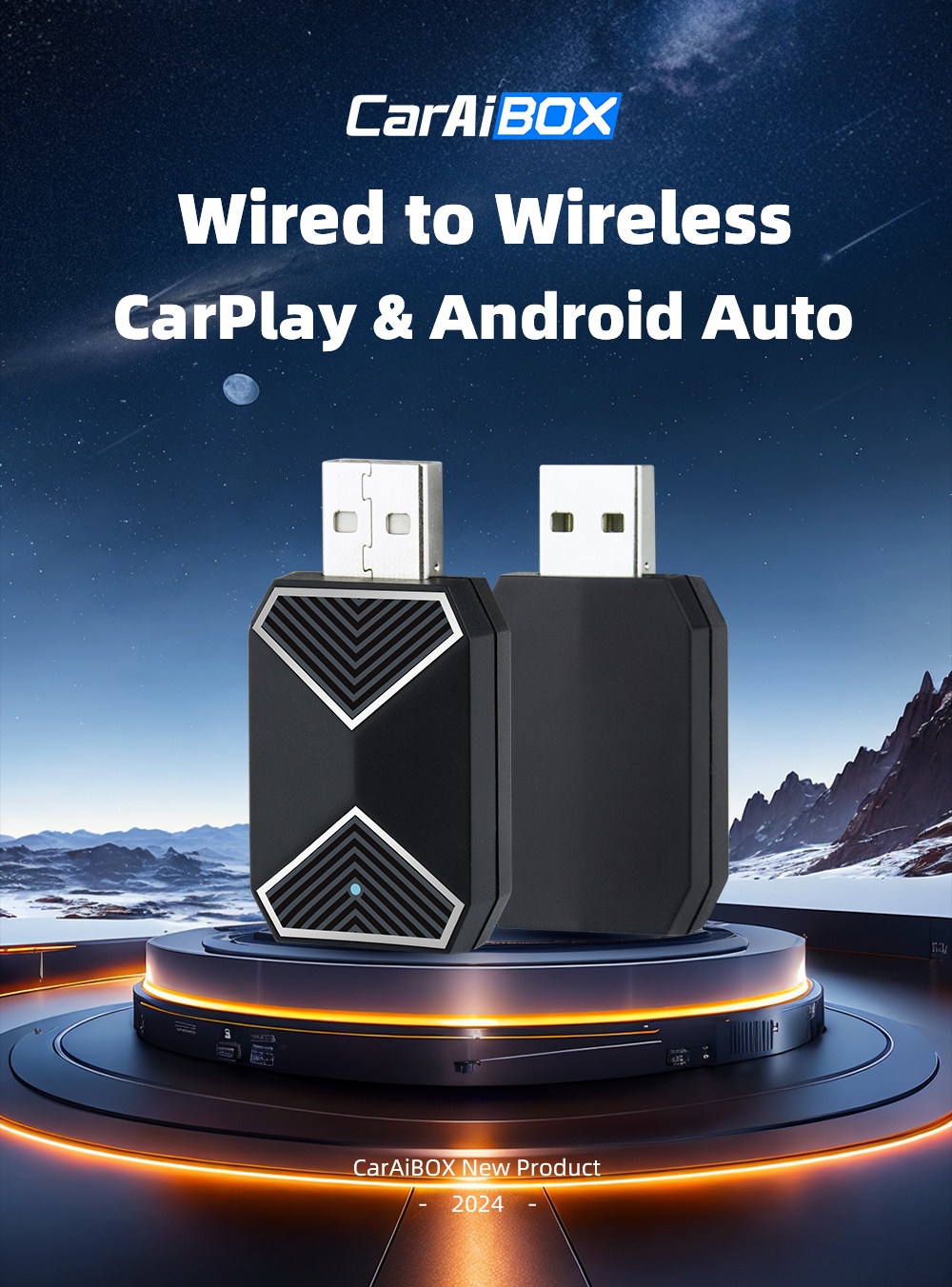 Adaptador Carplay Sem Fio 2 Em 1 Android Auto USB Play & Plug Quad-core 4G Sistema Linux Para ...