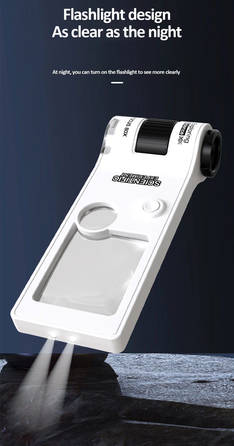 Lupa Com Luz 80x Zoom Microscópio LED UV Clip-on Micro Lente Para ...