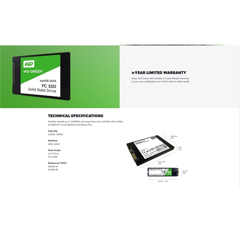 WD Green - Western Data SSD 120GB 240GB 480GB 1TB SATAIII 2,5 polegadas ...