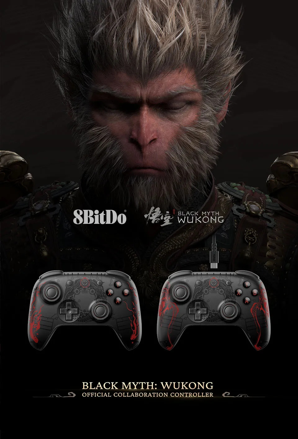 8BitDo Preto Mito Wukong Ultimate 2C Controlador Com Fio Gamepads PC ...