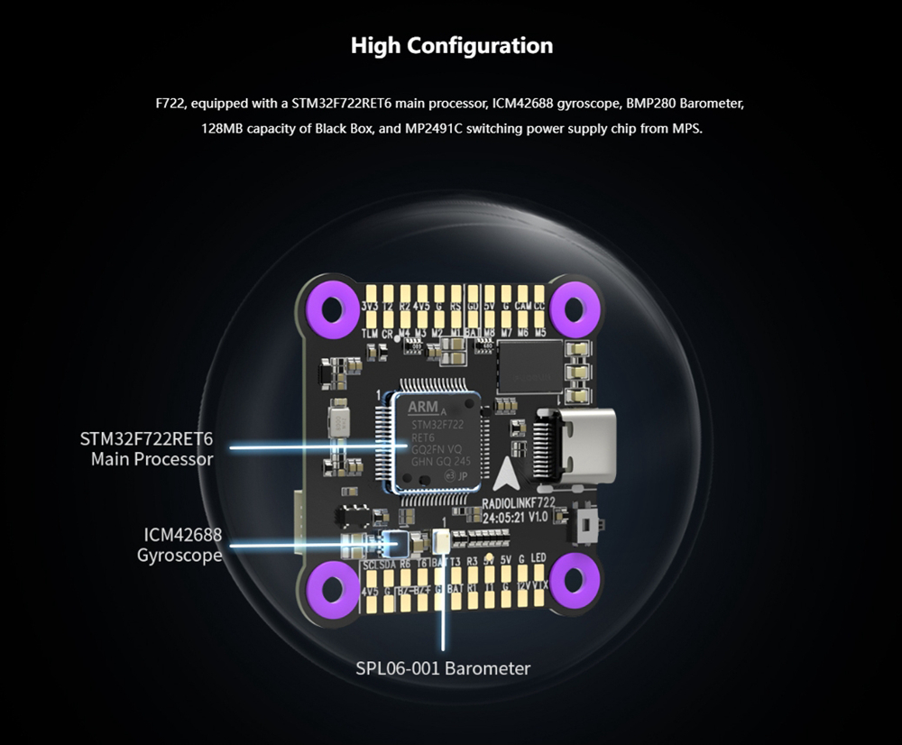 Radiolink F722 Stack F722 FC Com ESC Sem Escova 55A 4 Em 1 Para ...