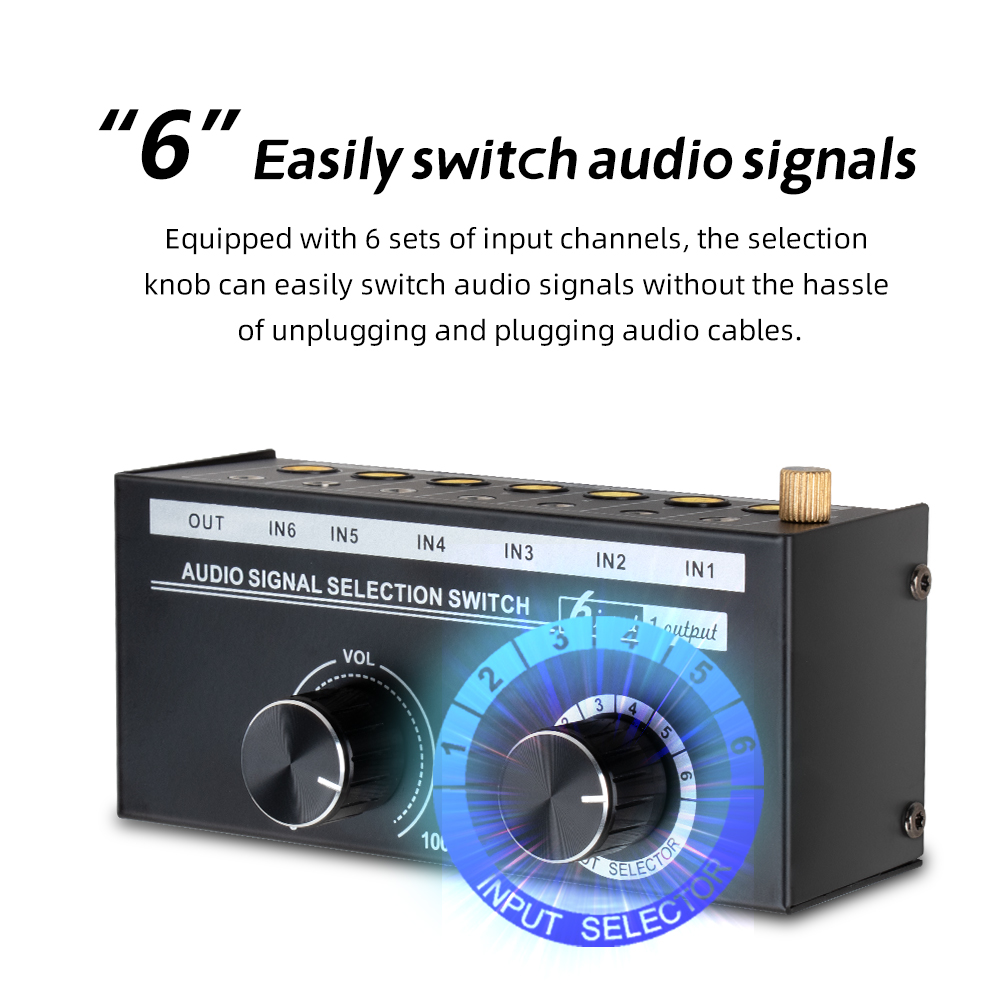 6-in-1 audio signal switch with volume adjustment Lossless output 6 ...