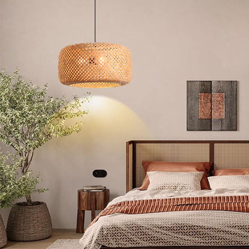 Lanterna De Bambu Japonesa Rústica Lustre Sala Jantar Rattan Lustre ...
