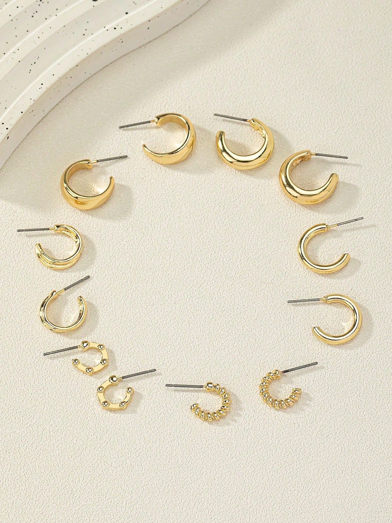 Conjunto De 6 Pares De Brincos Minimalistas Em Forma De C , Joias ...