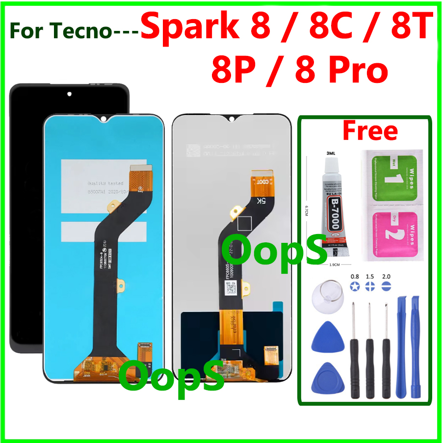 LCD Original Para Tecno Spark 8 Pro 8C 8T 8P KG6 KG6p KG5k KG7 KG8 Display Montagem Da Tela De ...