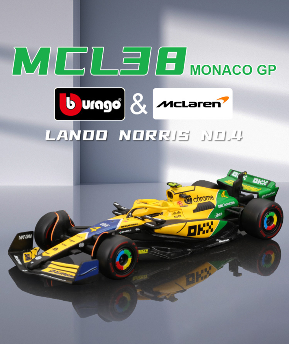 Bburago 1:43 2024 Ayrton Senna Modern Icon Monaco GP Mclaren MCL38 No.4 Lando Norris O.Piastri ...