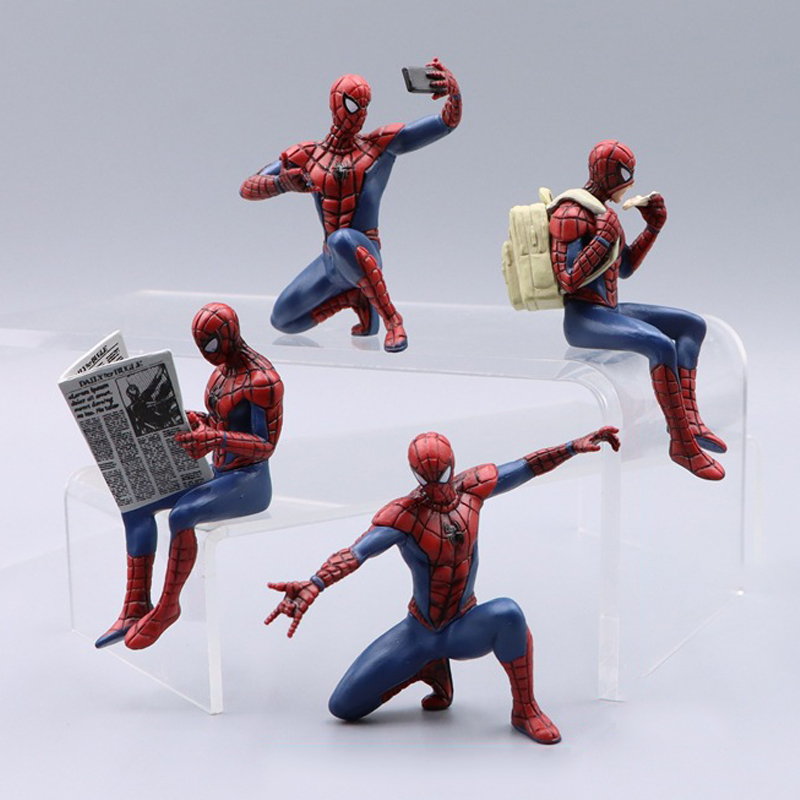4 Pçs/Set 7-8cm Os Vingadores Super-Herói Homem-Aranha Ler Jornal Peter ...