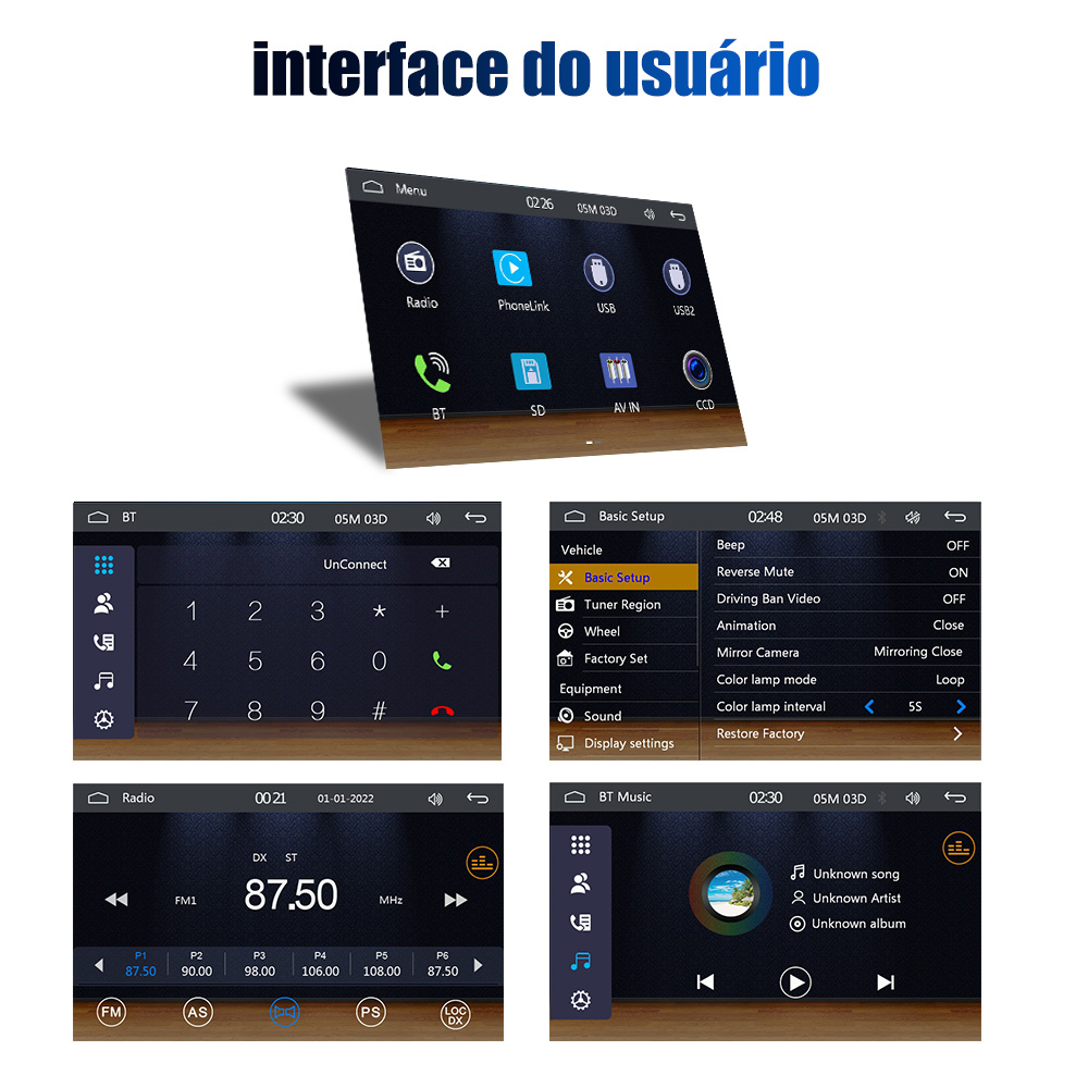 ESSGOO Rádio Para Carro 7018B HD 7 " Tela Sensível Ao Toque Carplay E ...