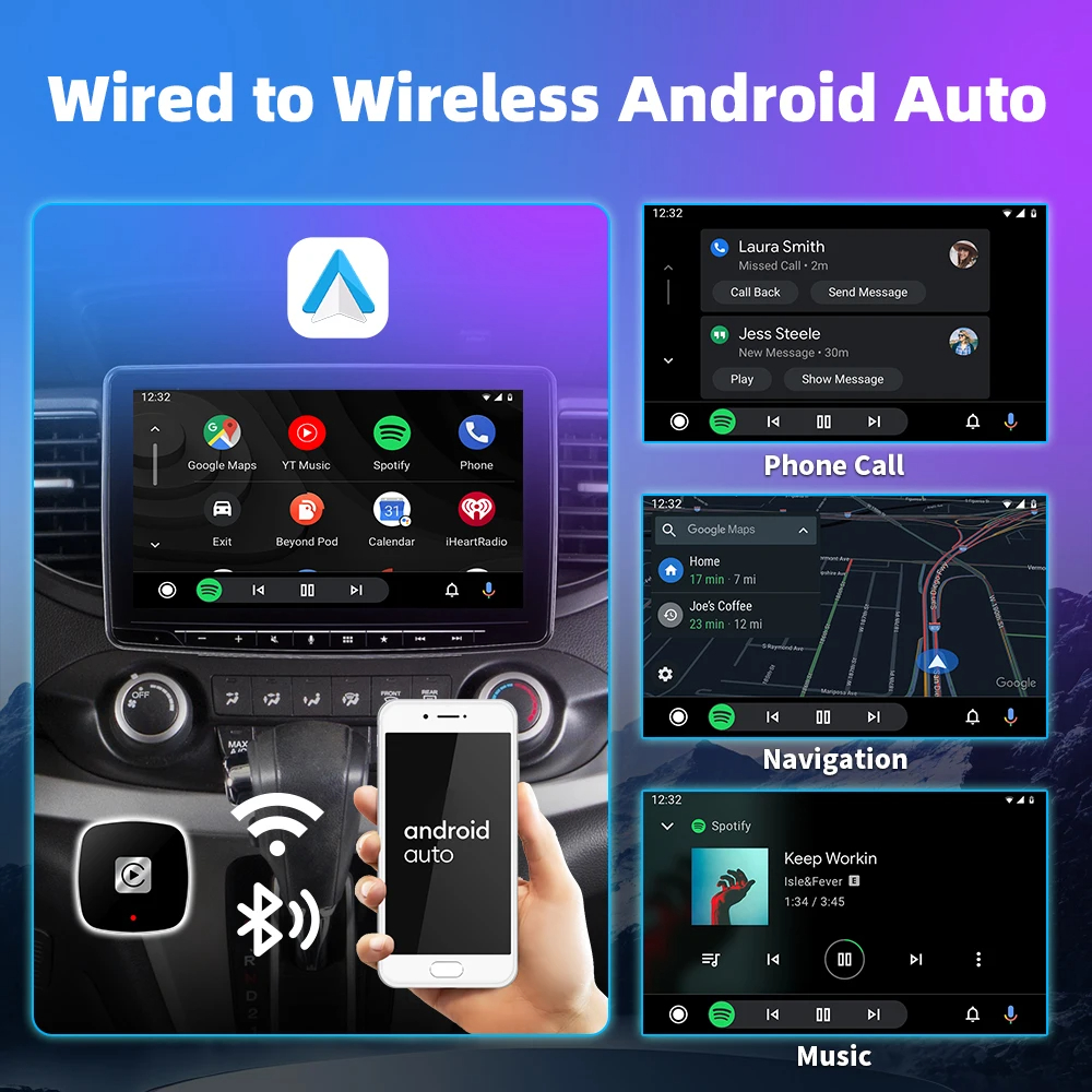 Adaptador Carplay Sem Fio Para Android IP Auto 2 Em 1 Com Caixa AI Conexão USB Volvo Benz Mg Kia ...