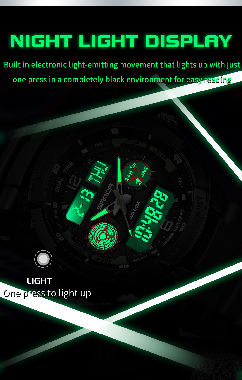 SANDA Marca 6197 Relógio Eletrônico Masculino Versão Coreana Esportes ...