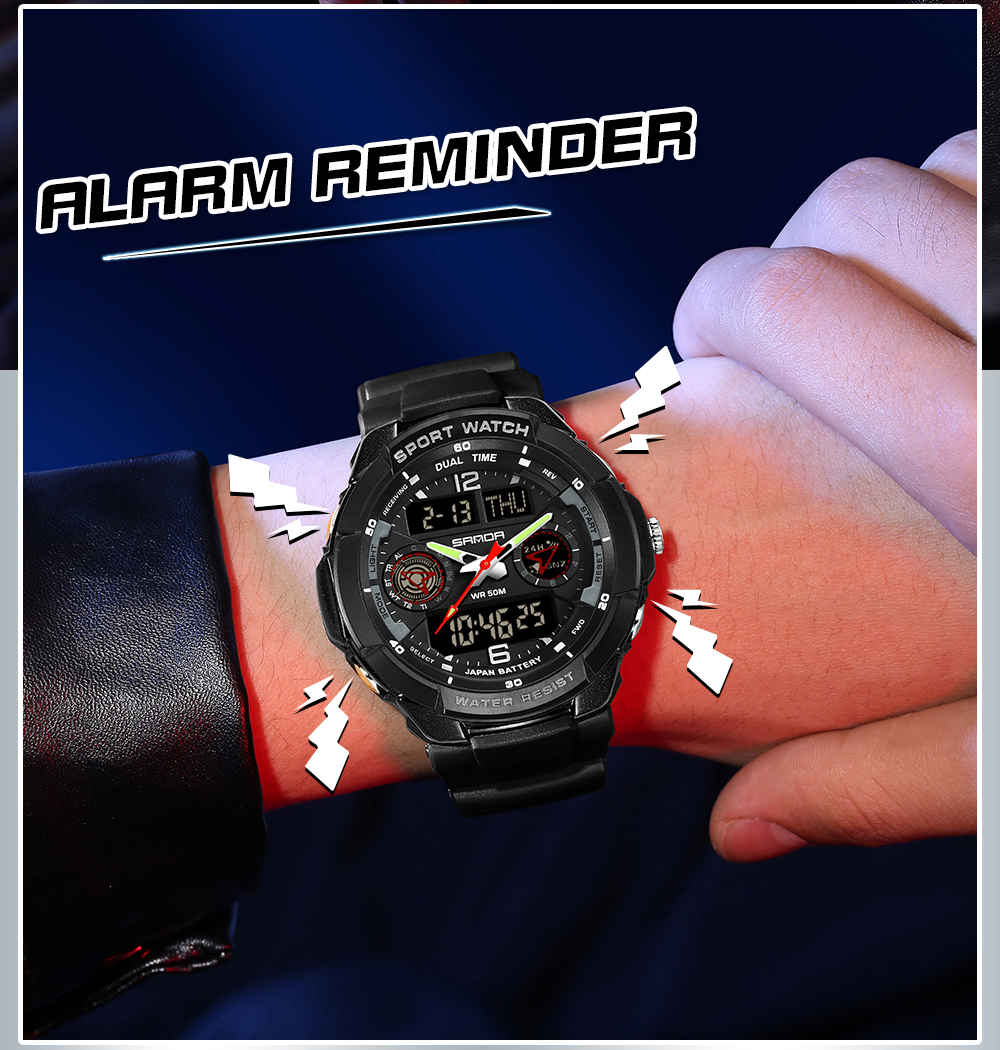 SANDA Marca 6197 Relógio Eletrônico Masculino Versão Coreana Esportes ...