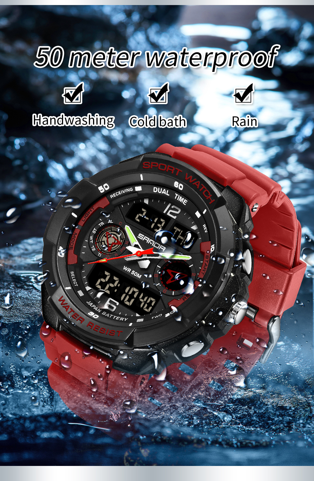 SANDA Marca 6197 Relógio Eletrônico Masculino Versão Coreana Esportes ...