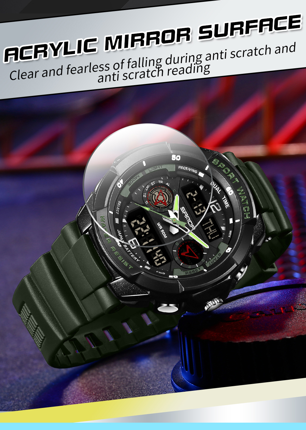 SANDA Marca 6197 Relógio Eletrônico Masculino Versão Coreana Esportes ...