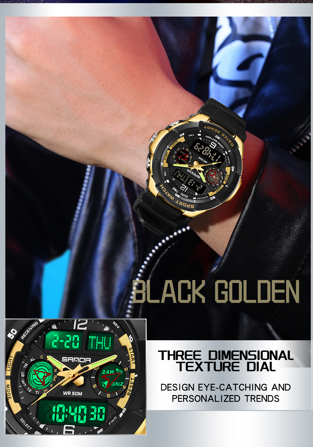 SANDA Marca 6197 Relógio Eletrônico Masculino Versão Coreana Esportes ...