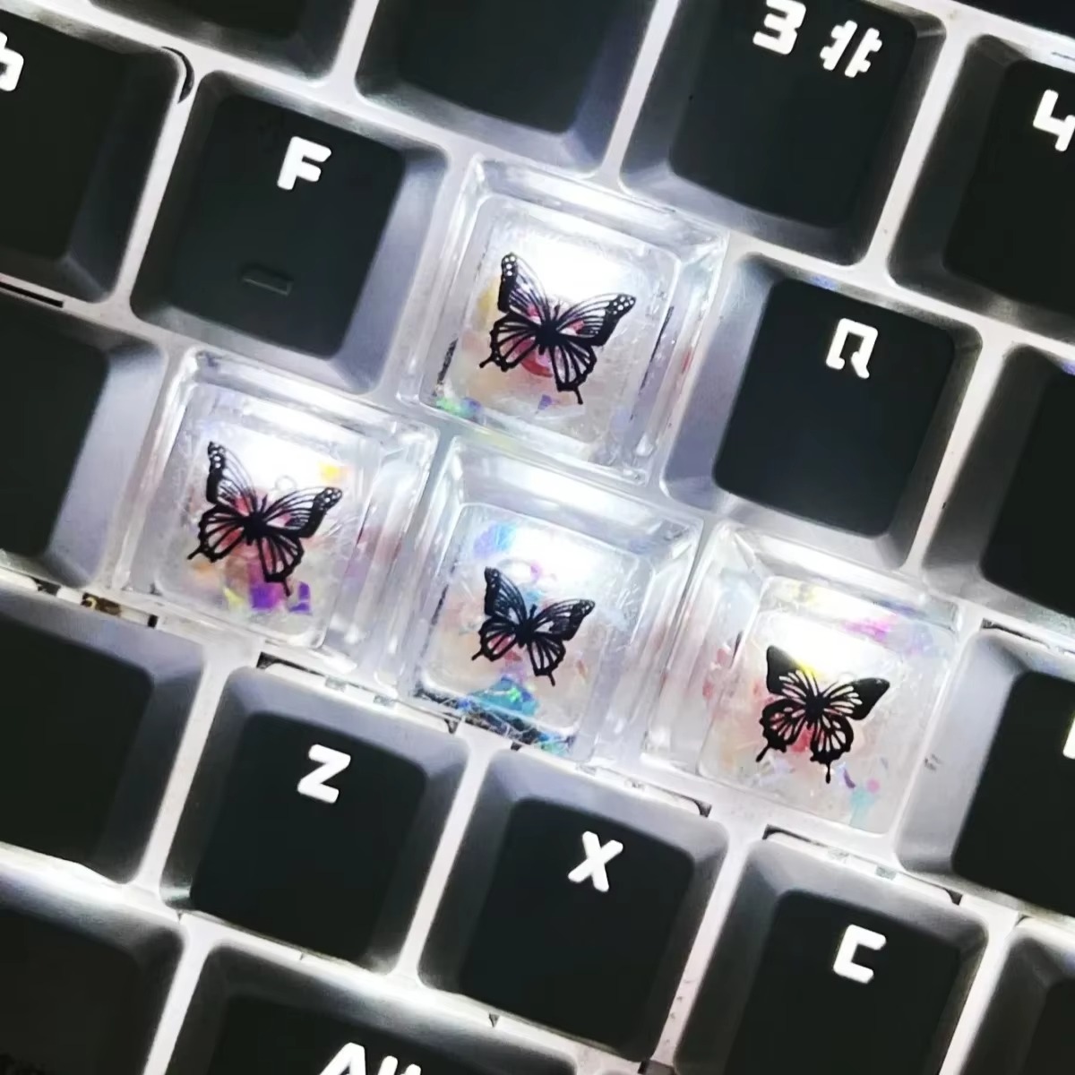 4 Pçs/set Gota Adesivo Transparente Borboleta Keycap Resina ...