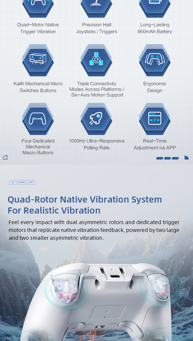 Thunderobot G50 Ultra Wireless Gamepad Controller TMR Hall Joysticks ...