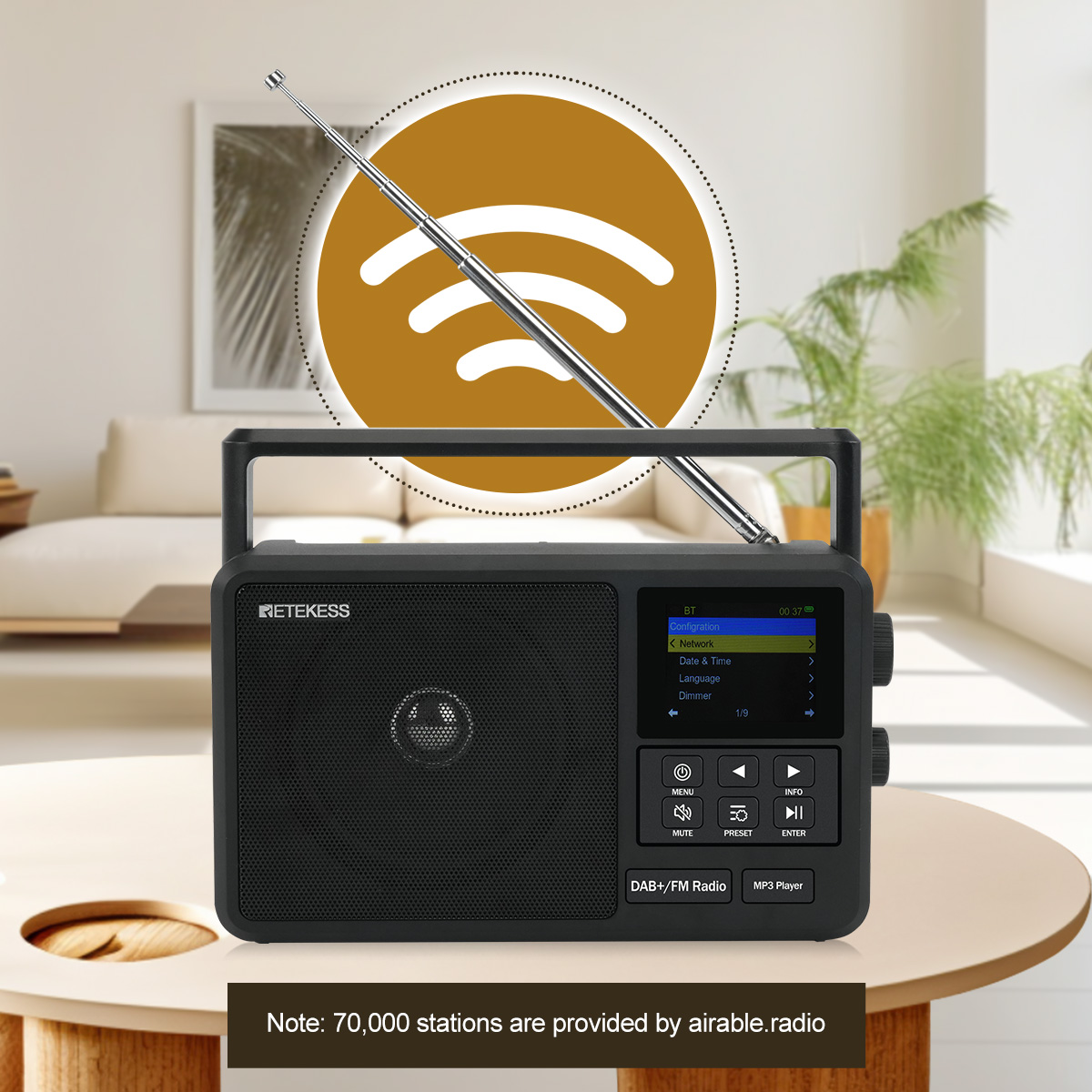 Retekess TR640 Internet Rádio FM Portátil DAB Conexão Sem Fio Operação ...