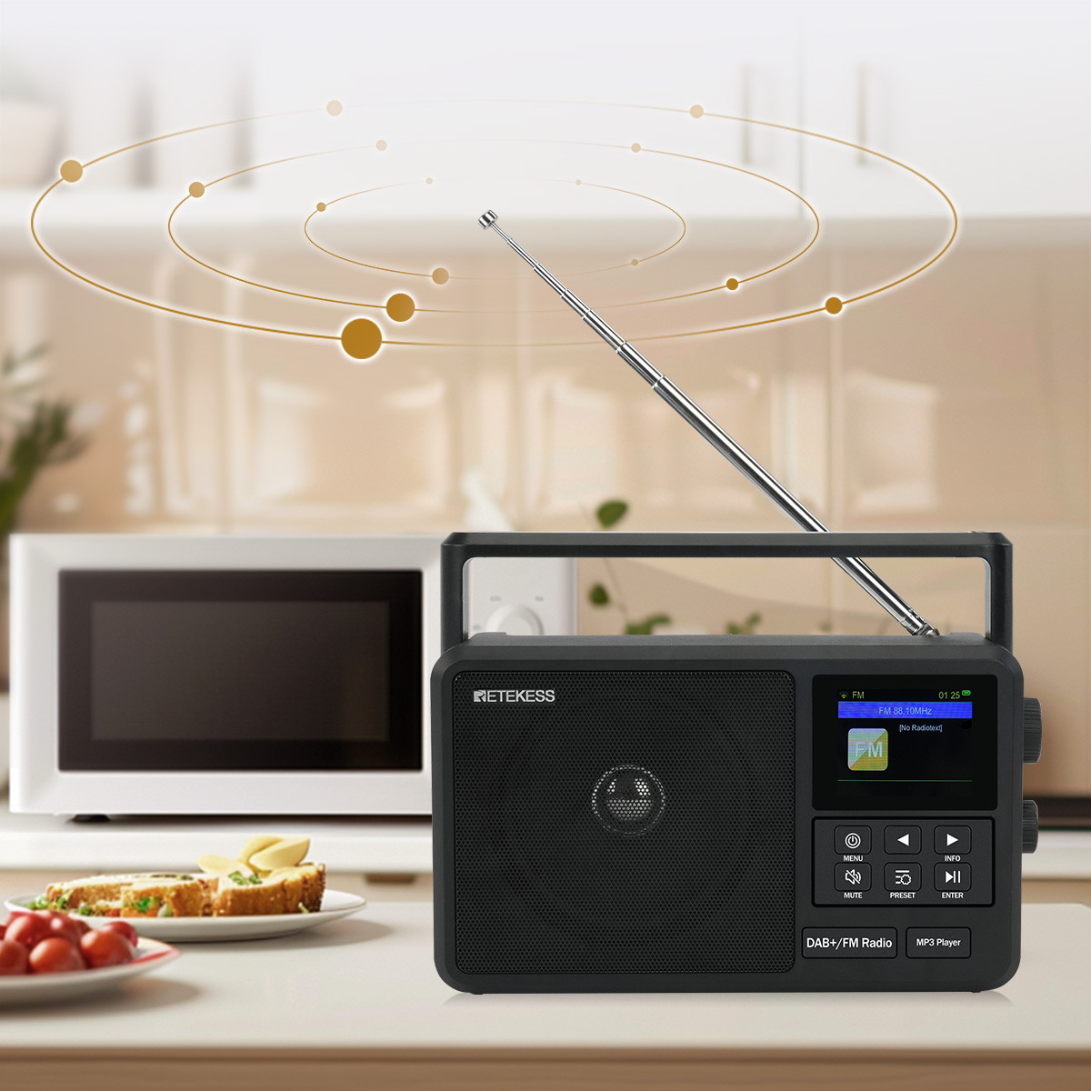 Retekess TR640 Internet Rádio FM Portátil DAB Conexão Sem Fio Operação ...