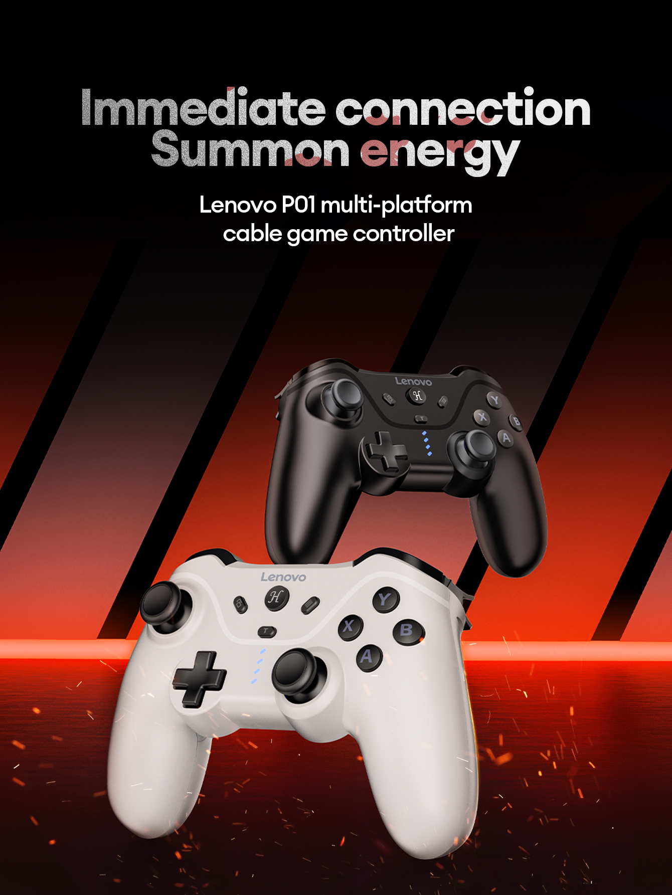 Lenovo P01 Gamepad Com Fio Sem Latência Smart Grip Dual Hall Trigger ...