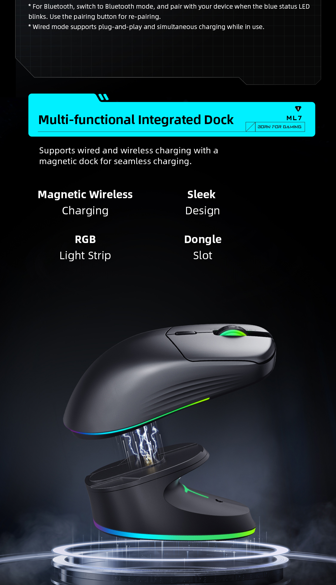 Thunderobot ML7 Mouse Para Jogos Com Doca De Carregamento Bateria De ...