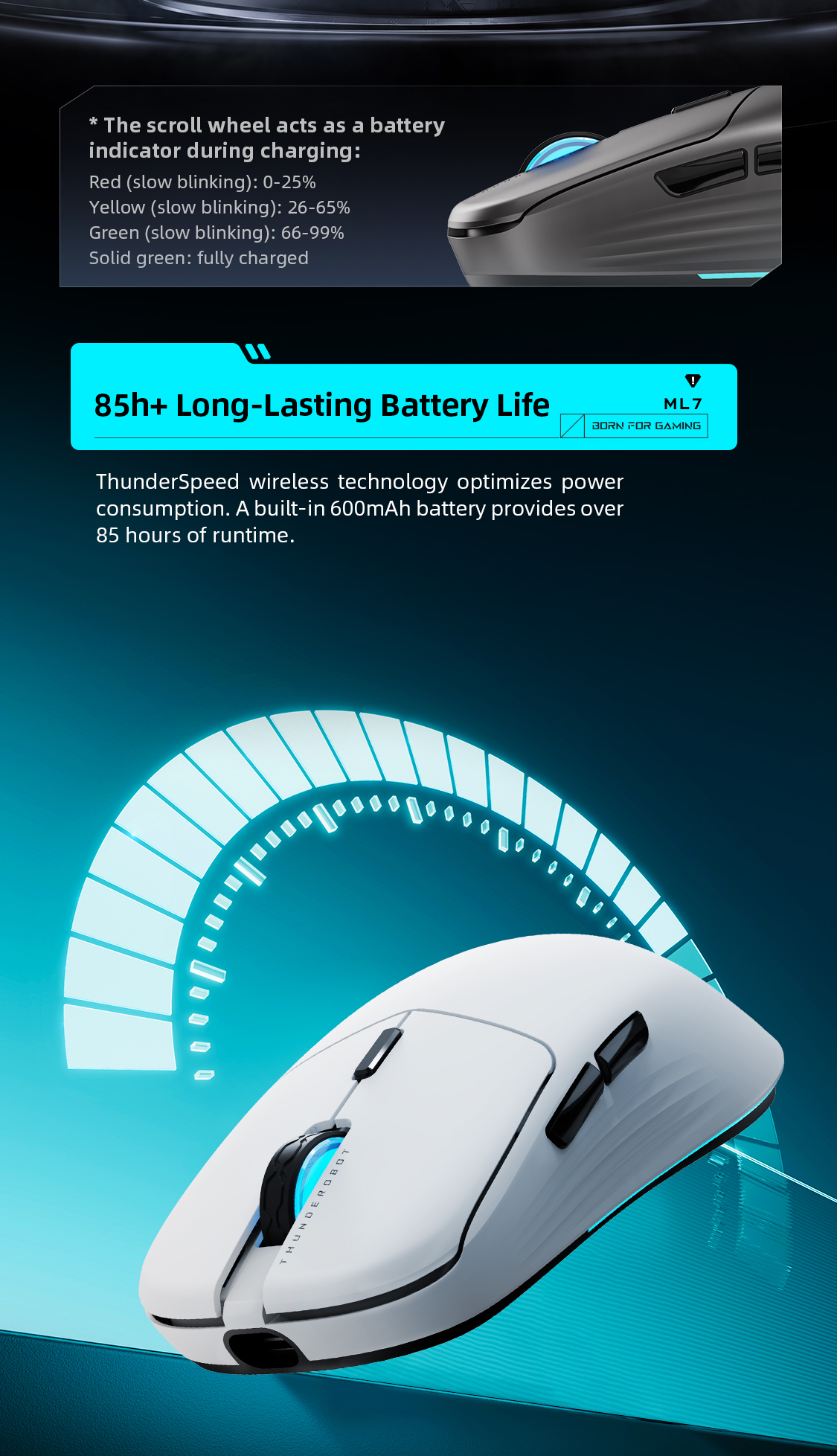 Thunderobot ML7 Mouse Para Jogos Com Doca De Carregamento Bateria De ...