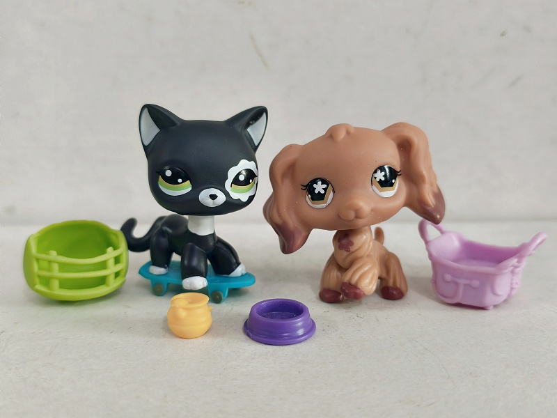 2 Pçs/Lote LPS Figura Gato Cão # 2249 716 C/Acessórios Brinquedo ...