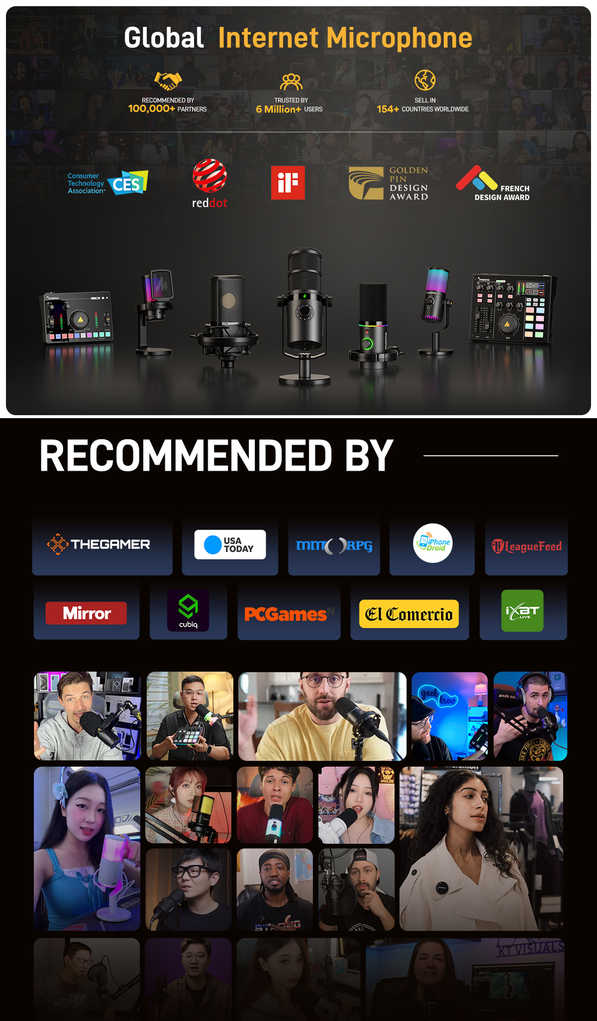 Maono PD100X RGB Microfone Dinâmico Para Jogos USB/XLR Kit De Modo Duplo Com Software , Mudo ...