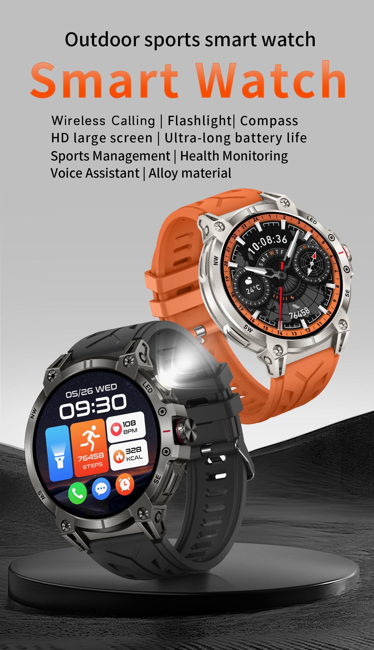 LIGE LED Lanterna Smartwatch Relógio Inteligente Original 1.85 " HD ...