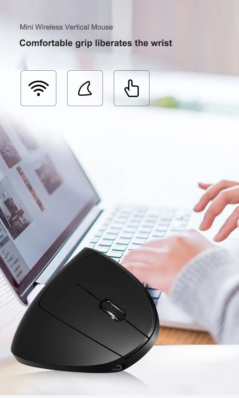 Mouse Vertical Sem Fio de Modo Duplo 2.4g com Capacidade de ...