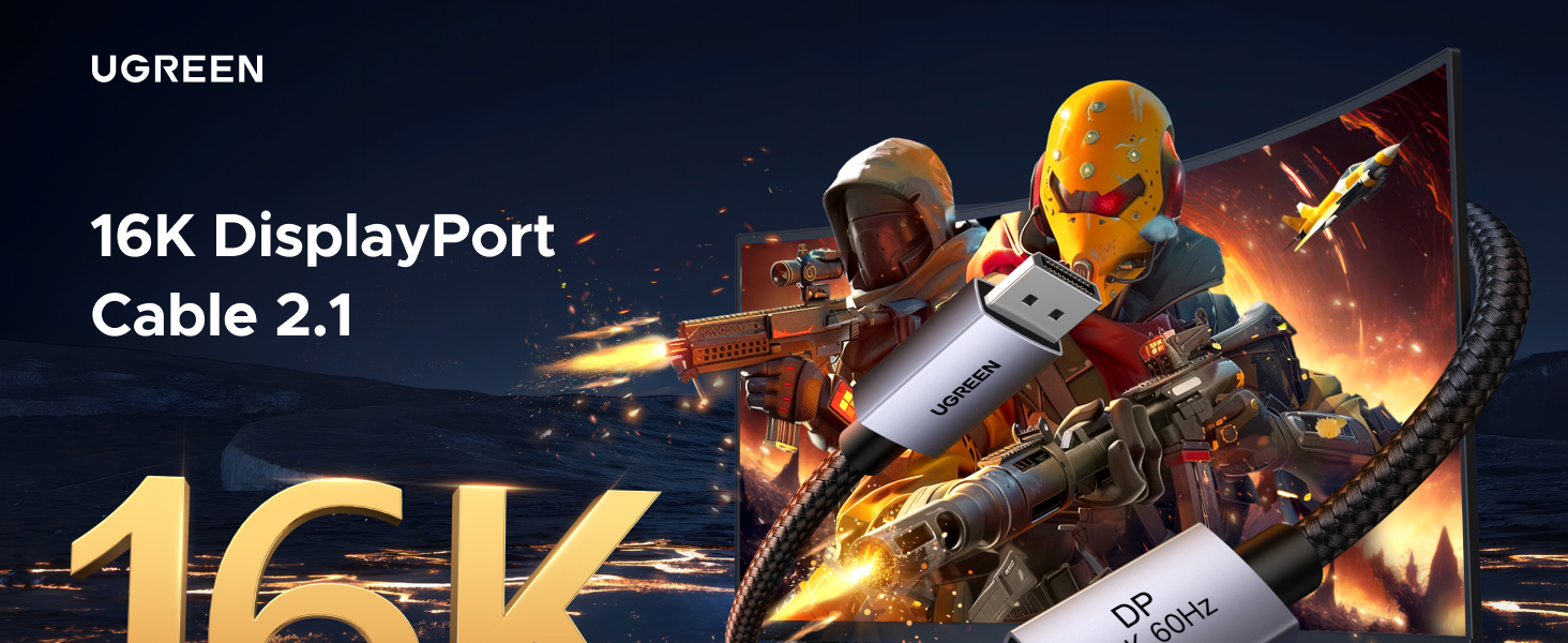 Cabo UGREEN DisplayPort 2.1 DP2.0 80 Gbps Suporte 16K @ 60Hz 8K 240Hz 4K HDR , HDCP , DSC 1.2a ...