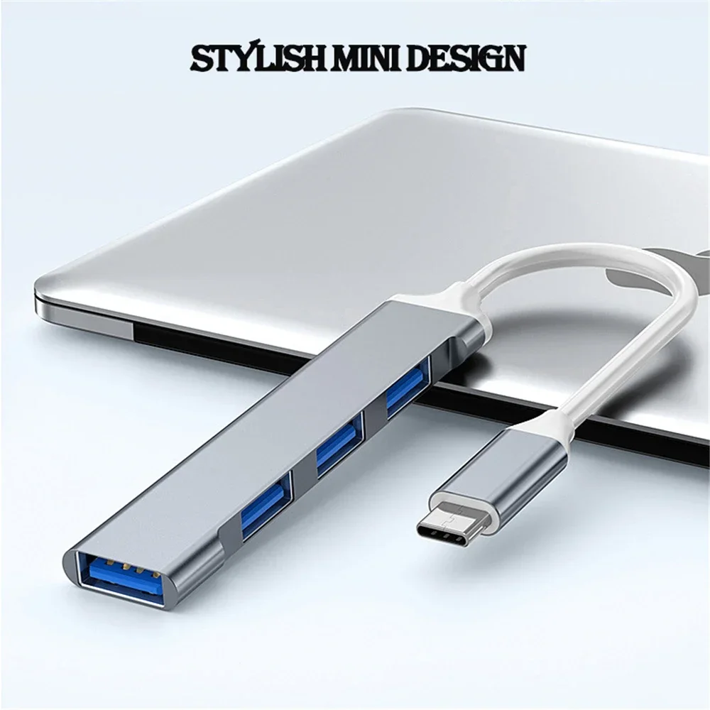 Hub USB Mini 4 Port OTG Type C Divisor Alta Velocidade 5Gbps para PC, Laptop, Telefones e ...