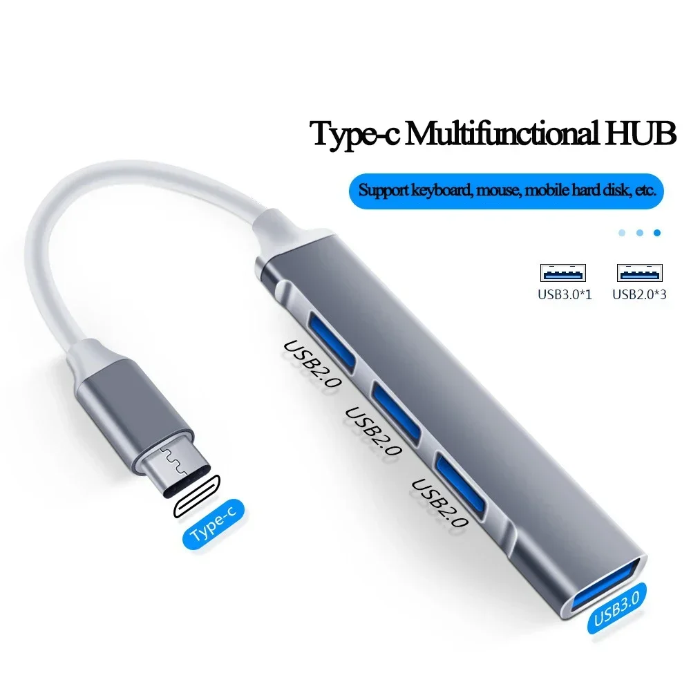 Hub USB Mini 4 Port OTG Type C Divisor Alta Velocidade 5Gbps para PC ...