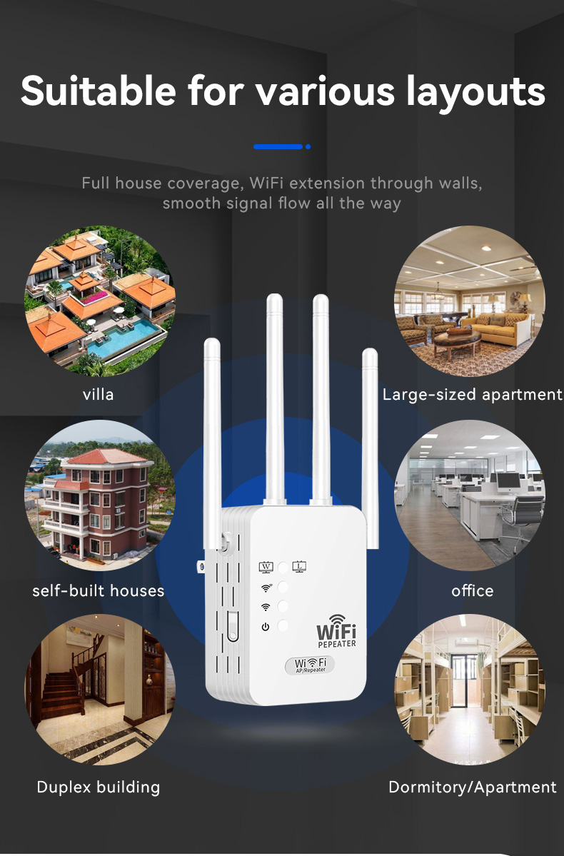 1200Mbps Repetidor Wi-Fi Extensor Sem Fio WiFi Booster 5G 2.4G ...
