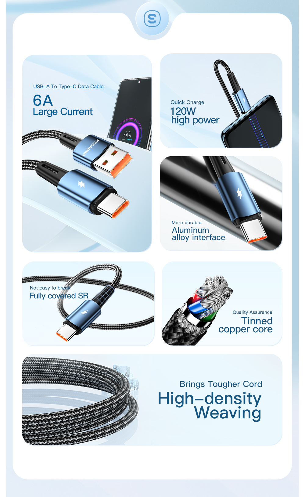 Essager 120W Cabo USB Tipo C Carga Super Rápida 67W De 6A Para Xiaomi 12Pro Redmi K50 Note 11Pro ...