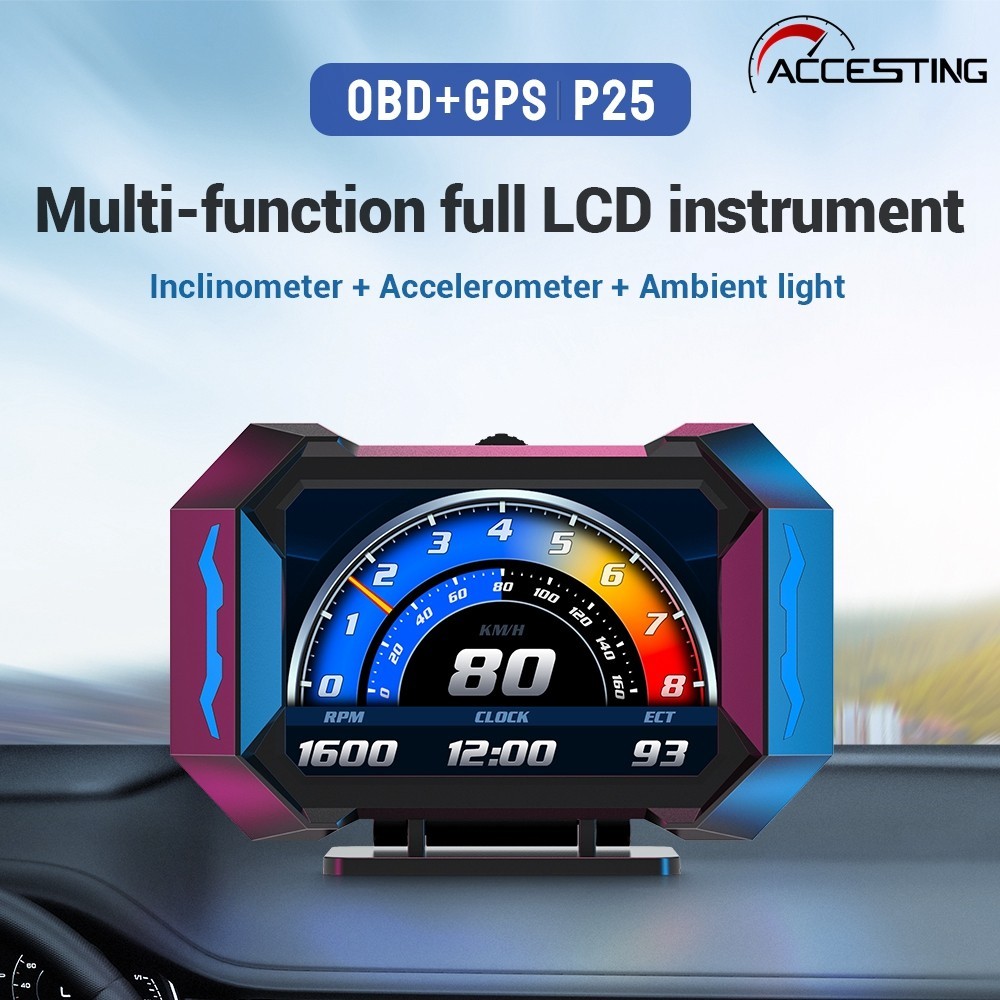 Head up Display OBD2 + GPS Sistema Duplo Velocímetro Digital Universal ...