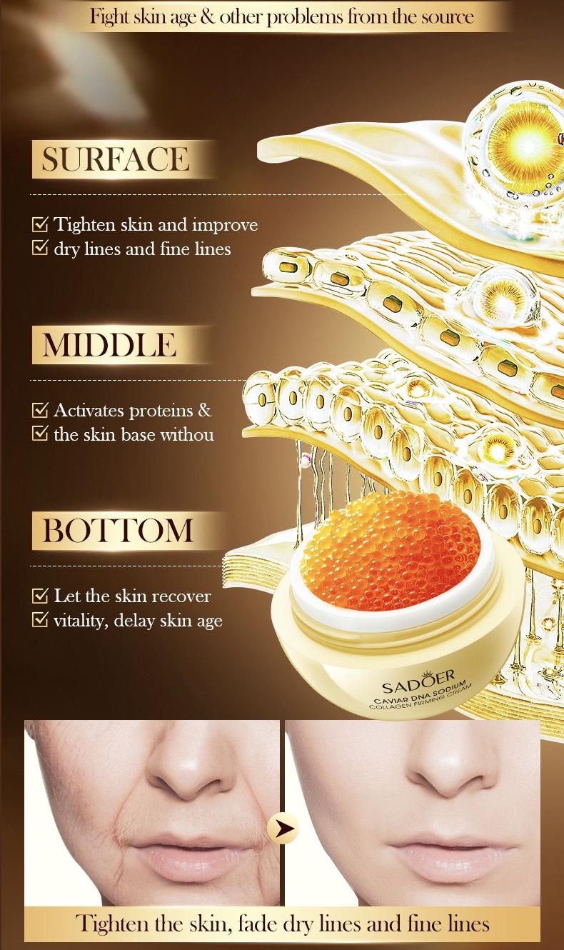 Caviar DNA Colágeno De Sódio Creme Firmador SADOER Facial Hidratante E ...