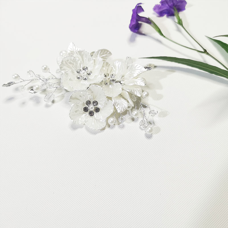 Grampo De Cabelo De Noiva Coreano-Cristal Pérola Feito À Mão Com ...