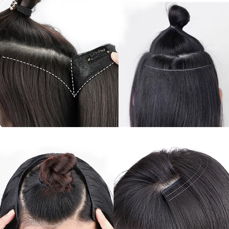 Clipe Sintético Na Extensão Do Cabelo 40cm Peruca Reta Curta Com 4 ...