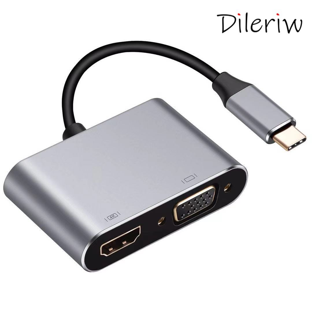 Tipo C Para Pd + hdmi + vga + usb3.0 4 Em 1 Estação De Acoplamento ...
