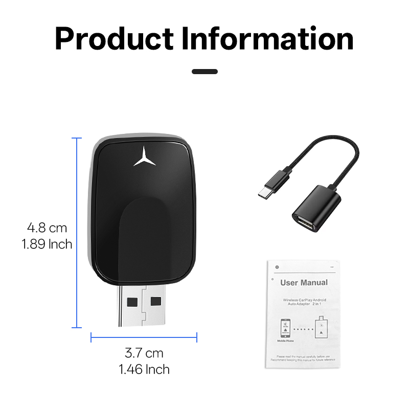 CarPlay com fio para Adaptador Sem Fio Android Auto 2 em 1 Dongle Plug and Play para Audi Toyota ...