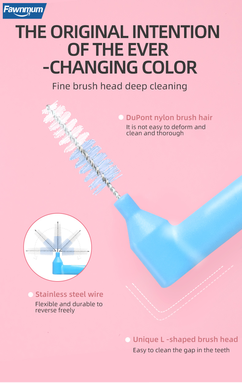 Fawnmun 10Pcs Bolsa de 10 Escovas Interdentais em Formato L para ...