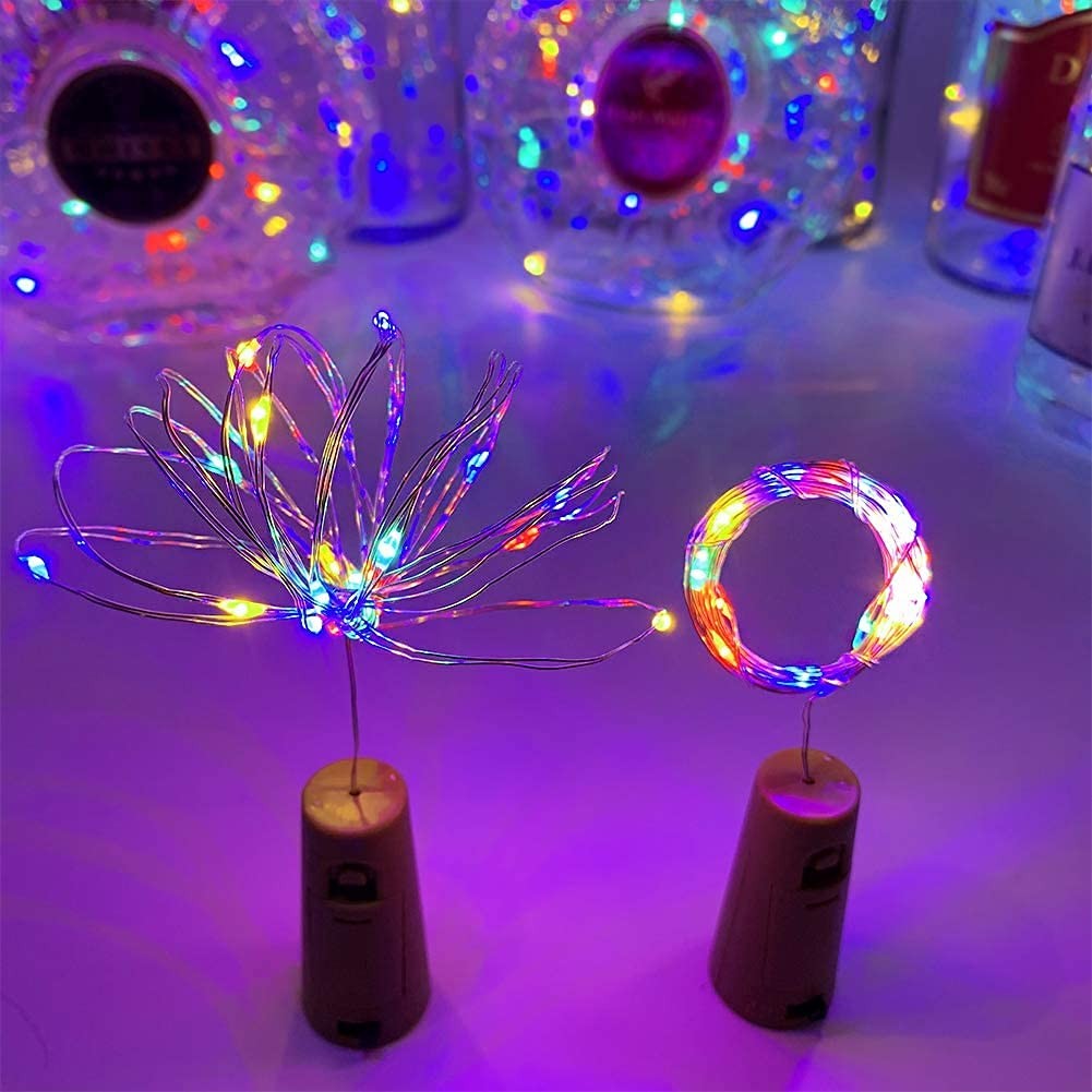 Kit 10 RGB Rolha De Led Fio Fada Para Garrafa 2m 20 Leds RGB Colorido ...
