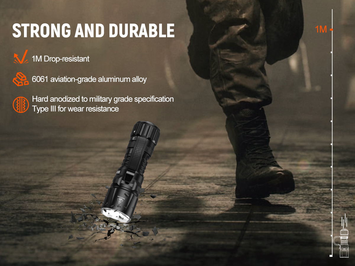 Wurkkos TD07 1300LM SFT25R Modo Tático Longo Alcance 479m Giratório E Botão Interruptor Traseiro ...