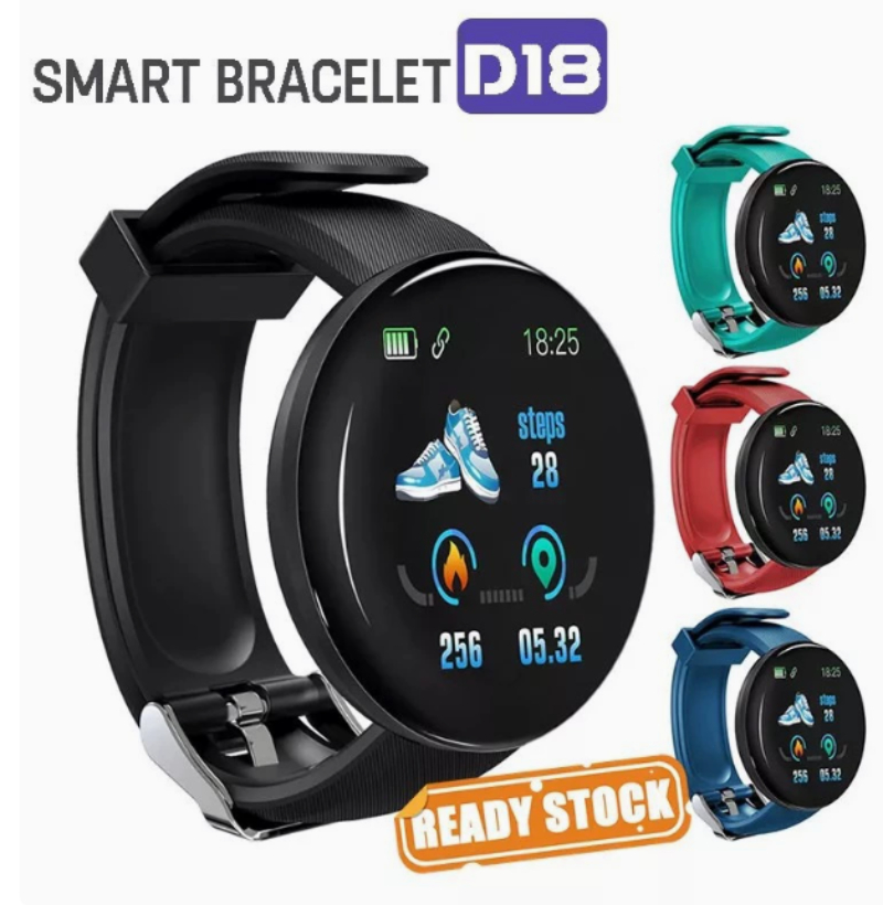 Smartwatch D18 Redondo à Prova d'Água com Monitor de Fitness e Bluetooth Masculino PK X8 FD68 ...