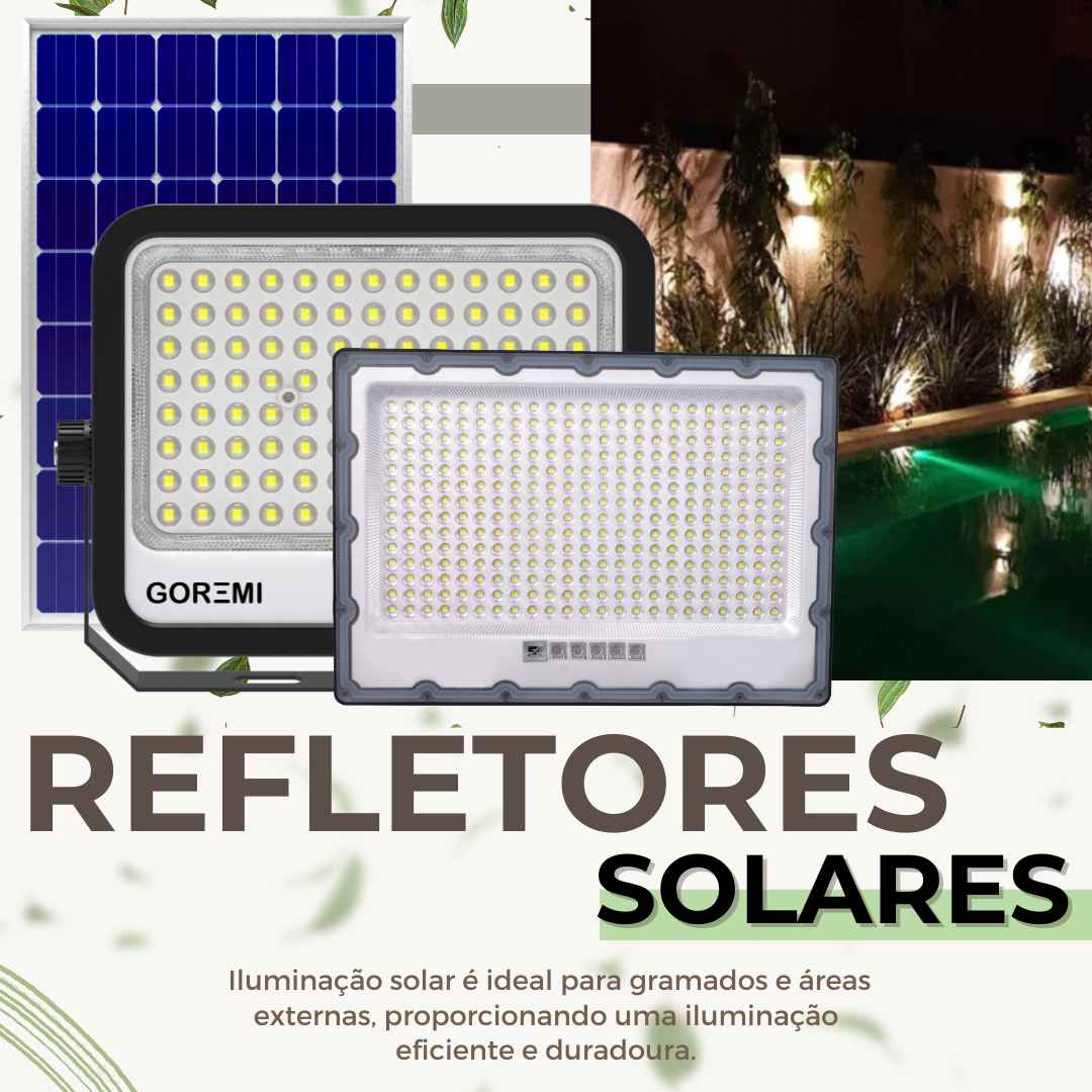 Kit 3 Holofote Solar Refletor Led 2000W ou 1000w Prova D'àgua C/placa ...